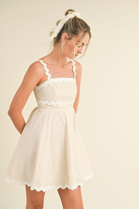 WHITE RIC RAC TRIM OATMEAL DRESS – Cultured Boutique